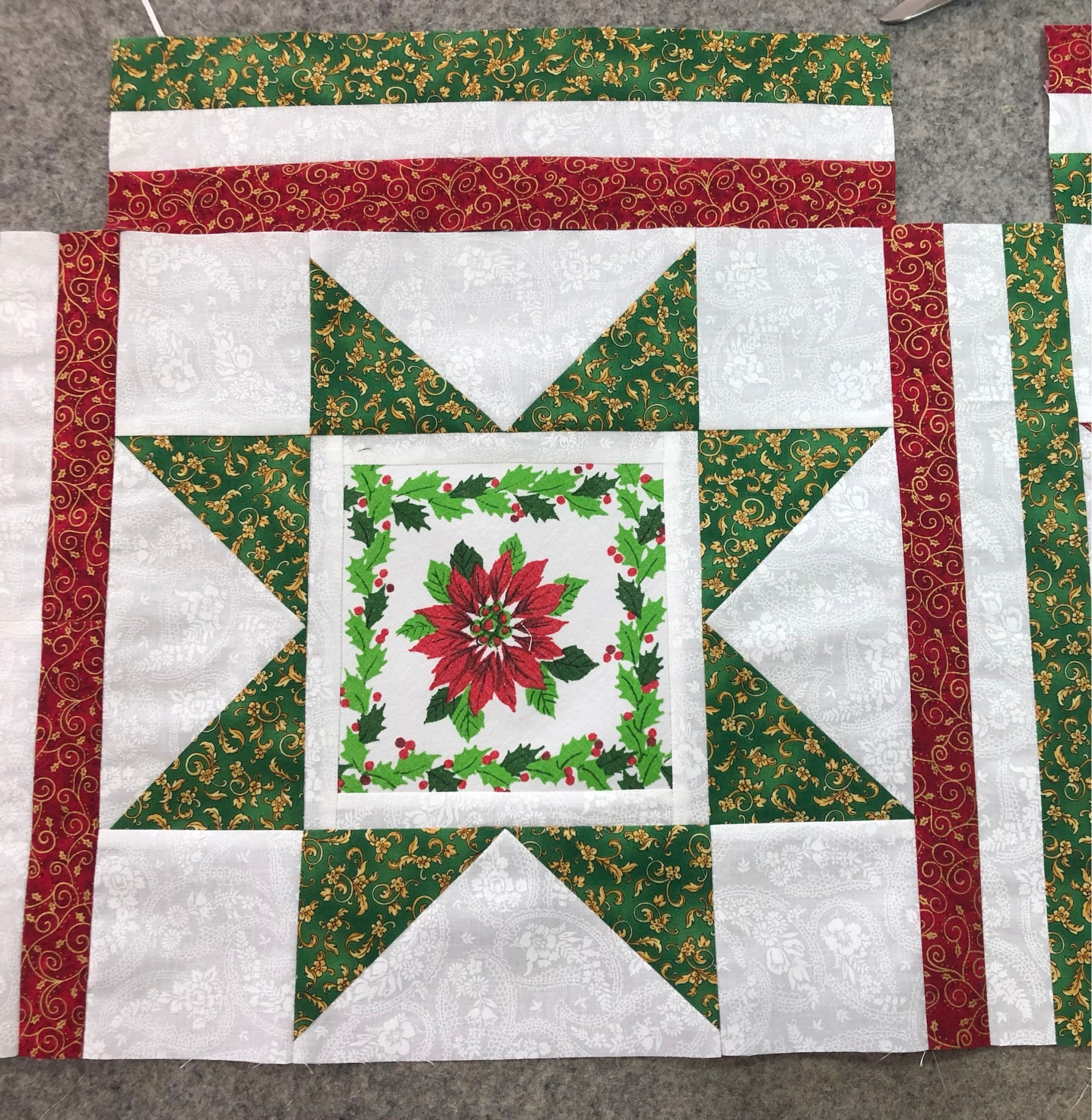 Class 2, the Christmas Stars Vintage Tablecloth Quilt Project – Rhonda Dort
